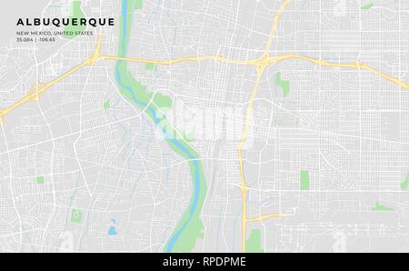 Albuquerque New Mexico printable map excerpt. This vector streetmap of ...