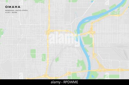 Urban vector city map of Omaha, Nebraska, United States of America ...