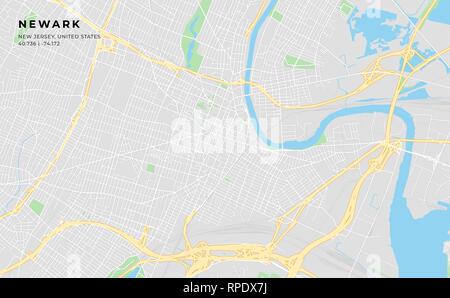 Modern City Map - Newark New Jersey city of the USA with neighborhoods ...