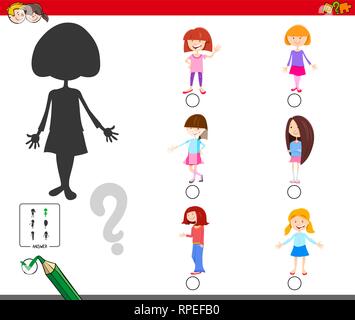 A puzzle game for kids, find the right shadow. Cartoon Christmas Gnome ...