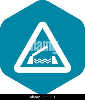 Lifting bridge warning sign icon, simple style Stock Vector Image & Art ...