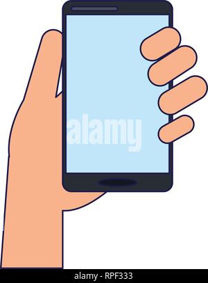 hand holding smartphone blue lines Stock Vector Image & Art - Alamy