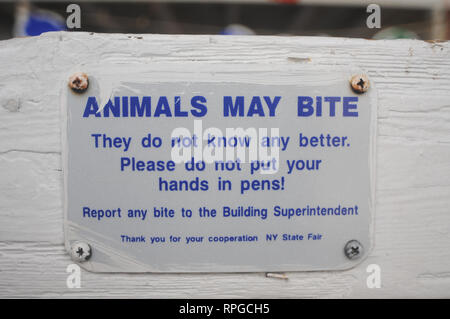 A warning sign that these animals may bite Stock Photo: 10199799 - Alamy