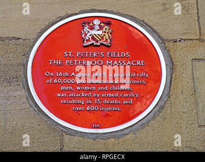 Peterloo plaque, Manchester Stock Photo - Alamy