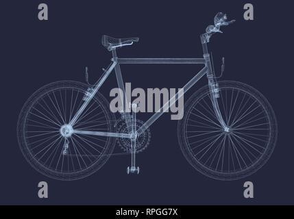Bicycle wireframe. Detailed model of the Bicycle frame on a dark ...