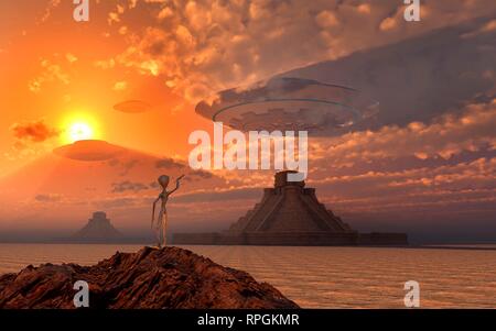 Ancient Mayan Gods Known As Grey Aliens , Signaling Their Flying ...