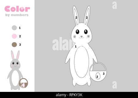Vector Easter color by number activity with bunny, bird, eggs. Spring ...
