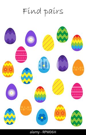 Find pairs of identical pictures, fun education game with spring garden ...