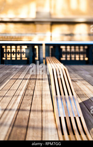 The High line park wood benches in Manhattan, New York City, USA Stock ...