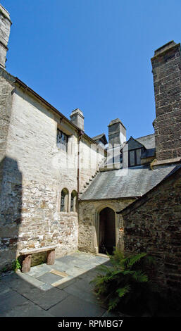 Cotehele House, courtyard, National Trust, Cornwall, U.K Stock Photo ...