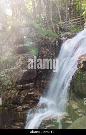 Long exposure Cascading waterfall at Flume Gorge in the Franconia Notch ...