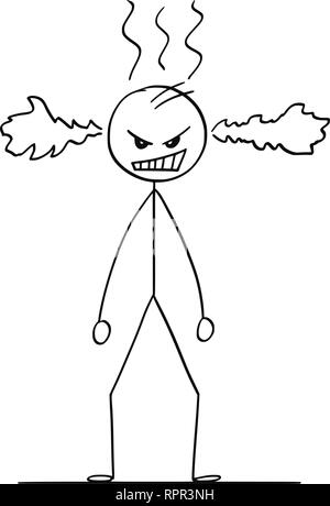 Cartoon stick man illustration of angry grumpy business man Stock ...