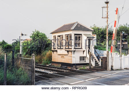 The level crossing and signal box by the railway station in Nantwich ...
