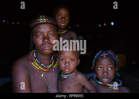 Portrait of a Hakaona (Zemba) woman with traditional ornaments and ...