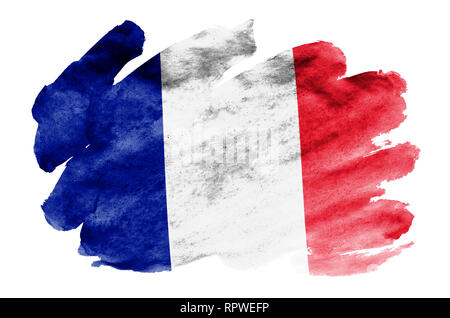 France flag is depicted in liquid watercolor style isolated on white ...