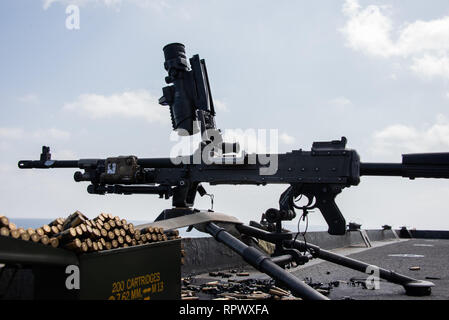 An M240B machine gun sits on the firing line in preparation for ...