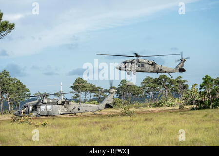 The 228th Aviation Regiment performs aerial gunnery training at a range ...