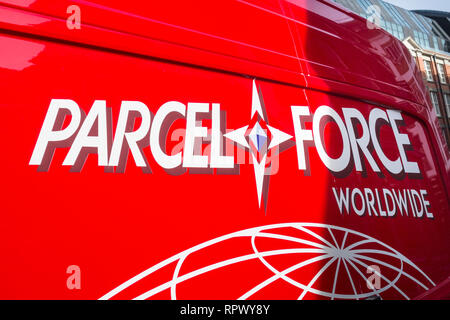 parcel force / royal mail van making a delivery / collection in ...