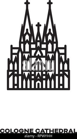 Germany, Cologne Cathedral line travel skyline set. Germany, Cologne ...