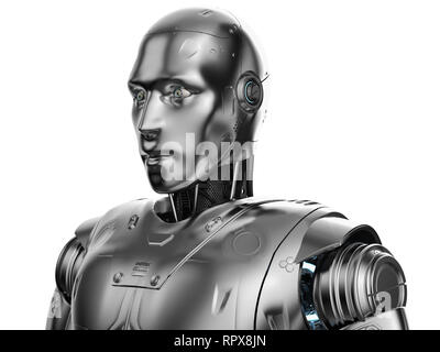 3d rendering humanoid robot portrait isolated on white Stock Photo - Alamy
