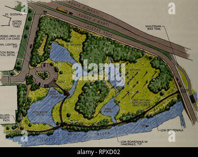 Flood storage basin in use by the River Wyre at Garstang Lancashire ...