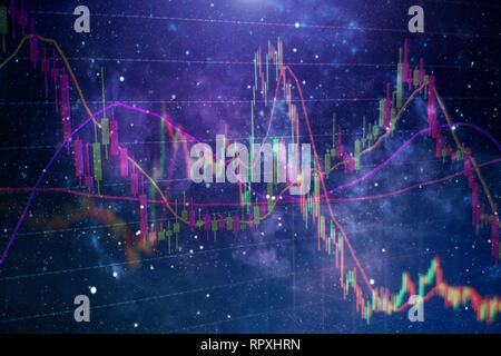 Stock market graph on led screen. Finance and investment concept ...