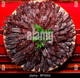 Lukanka is a Bulgarian salami unique to Bulgarian cuisine Stock Photo ...