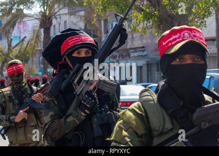 Gaza, Palestine, 23rd February 2019. Members of the National Resistance ...