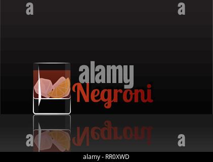 negroni cocktail glass drink color icon vector illustration Stock ...