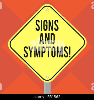 Handwriting text writing Signs And Symptoms. Conceptual photo ...