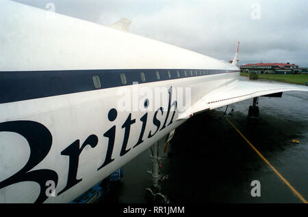 1977 - A left side view of a British Airways Concorde aircraft taxiing ...