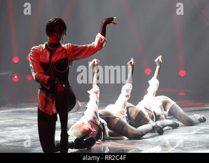 Ukrainian singer MARUV is seen performing the "Siren Song" song during ...