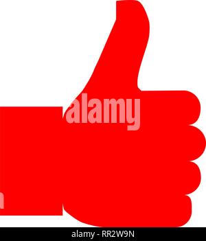 Like symbol icon - red simple outline, isolated - vector illustration ...