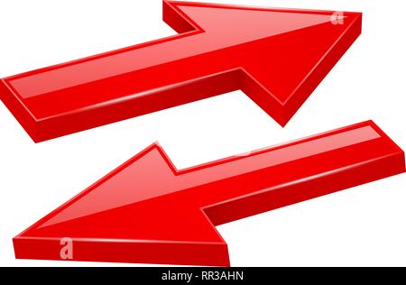 Diagonal red arrow icon. Direction sign. Navigation concept. Realistic ...