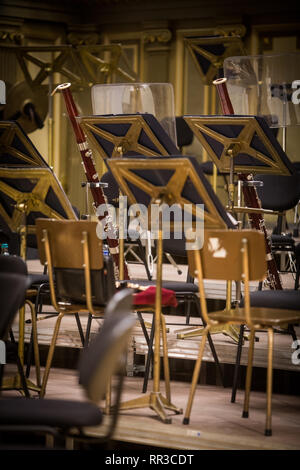 Color image of some orchestra empty seats on a stage Stock Photo - Alamy