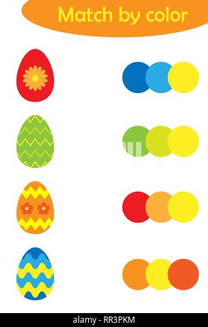 Easter matching activity for children. Fun spring puzzle with eggs ...