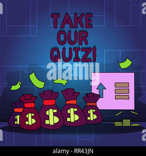 Handwriting text Take Our Quiz. Business concept Fill out our ...