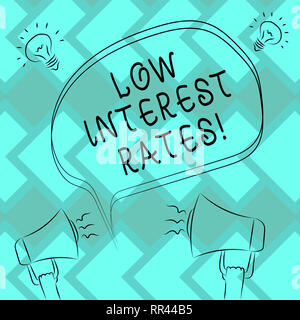 Text sign showing Low Interest Rate. Conceptual photo Manage money ...