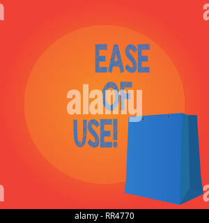 Handwriting text writing Ease Of Use. Concept meaning User friendly easy to operate simple ...