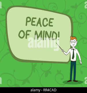 Writing note showingPeace Of Mind. Business photo showcasing To be ...