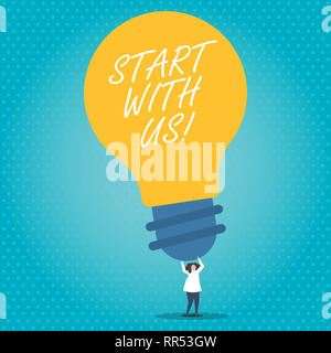 Handwriting text Start With Us. Business approach Get started on our ...