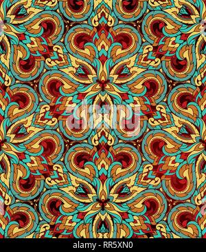Traditional Thai Geometric Pattern Seamless Background in Indigo Blue ...