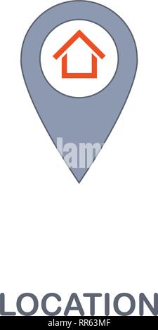 Print GPS location flat icons on simple color square backgrounds Stock ...