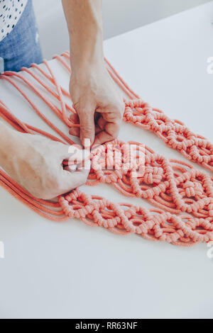 Wall decoration made with wood and net near ocean Stock Photo - Alamy