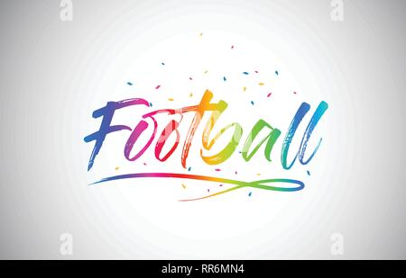 Football Word Text with Handwritten Rainbow Vibrant Colors and Confetti ...