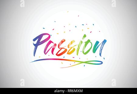 Passion Handwritten Word Font with Vibrant Violet Purple Stars and ...