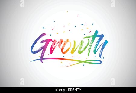 Growth Handwritten Word Font with Vibrant Violet Purple Stars and ...