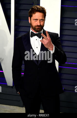 Gerard Butler attending the Vanity Fair Oscar Party 2009 held at the ...