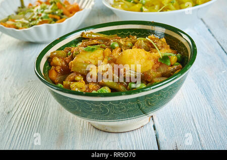 Sem Matar Aloo - Indian Beans and Potato vegetable Stock Photo - Alamy