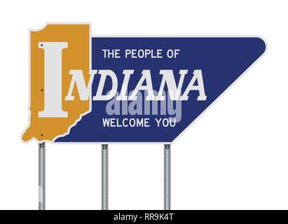 Welcome to Indiana sign on Interstate 80 freeway leaving Illinois Stock ...